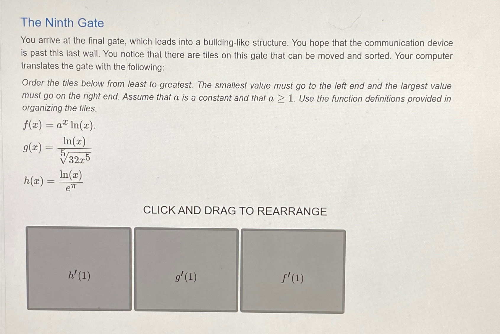 Solved The Ninth GateYou arrive at the final gate, which | Chegg.com