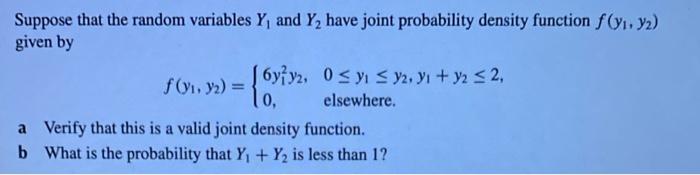 Solved Suppose that the random variables Y1 and Y2 have | Chegg.com