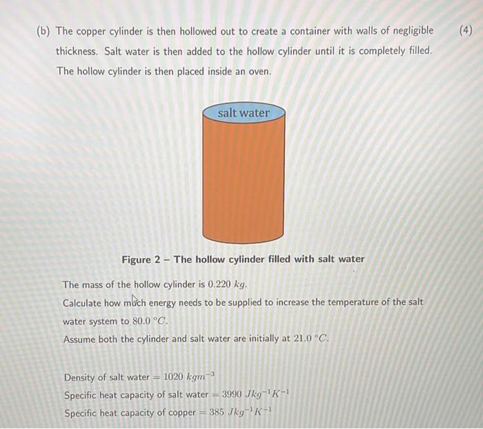 Solved 1. A solid copper cylinder with a radius r and a | Chegg.com