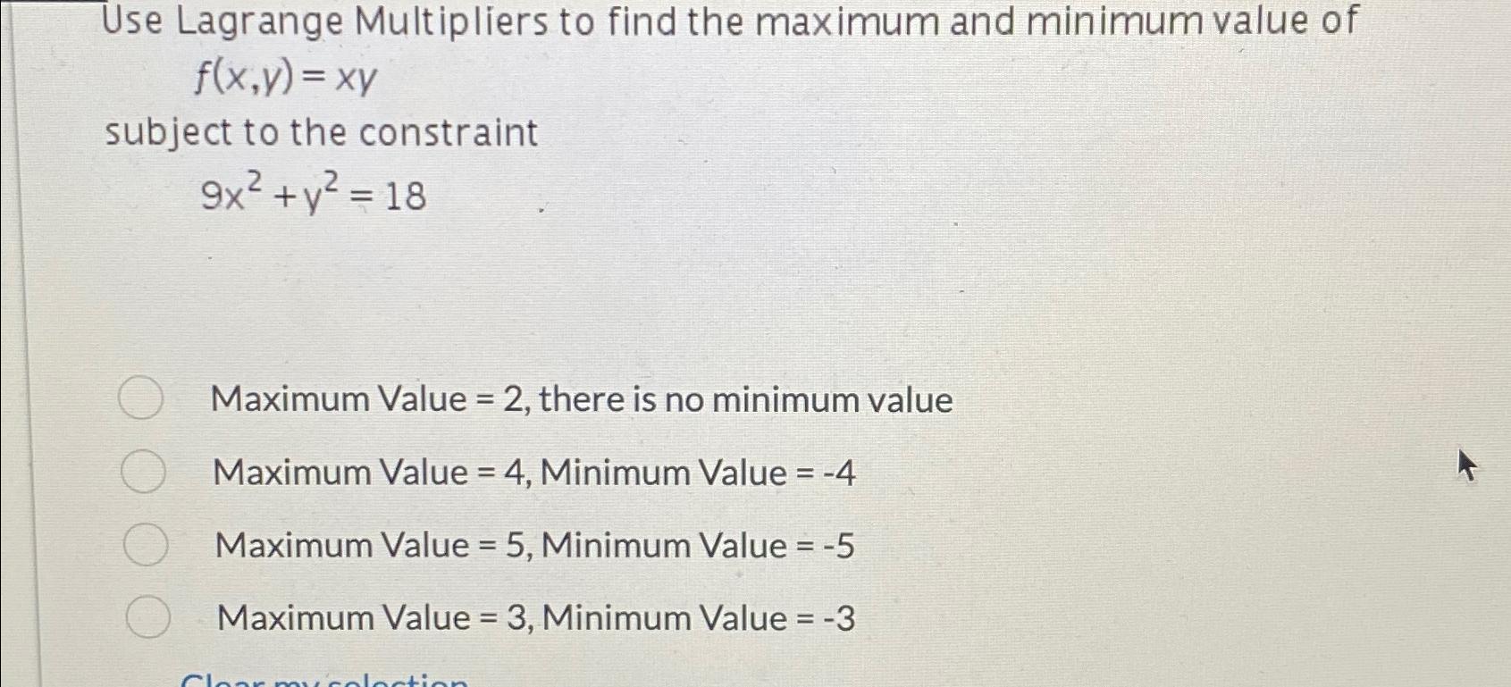 Solved Use Lagrange Multipliers to find the maximum and | Chegg.com