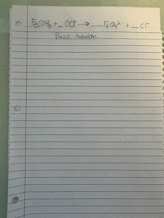 Solved \\( \\mathrm{Fe}(\\mathrm{OH})_{3}+-\\mathrm{OCl}^{-} | Chegg.com