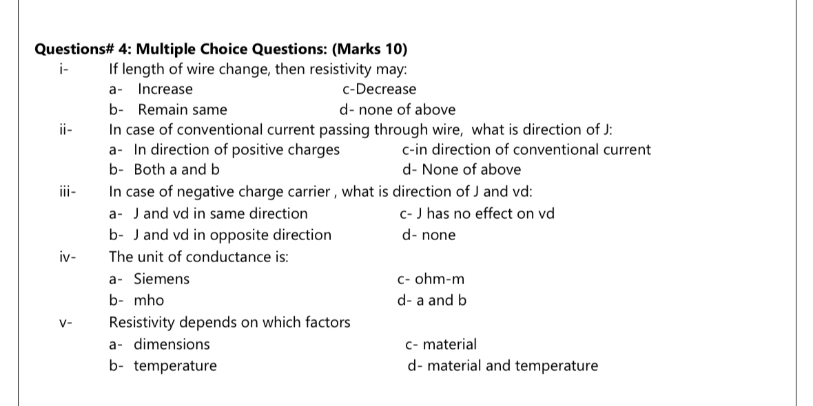 Solved Questions# 4: Multiple Choice Questions: (Marks 10)i- | Chegg.com