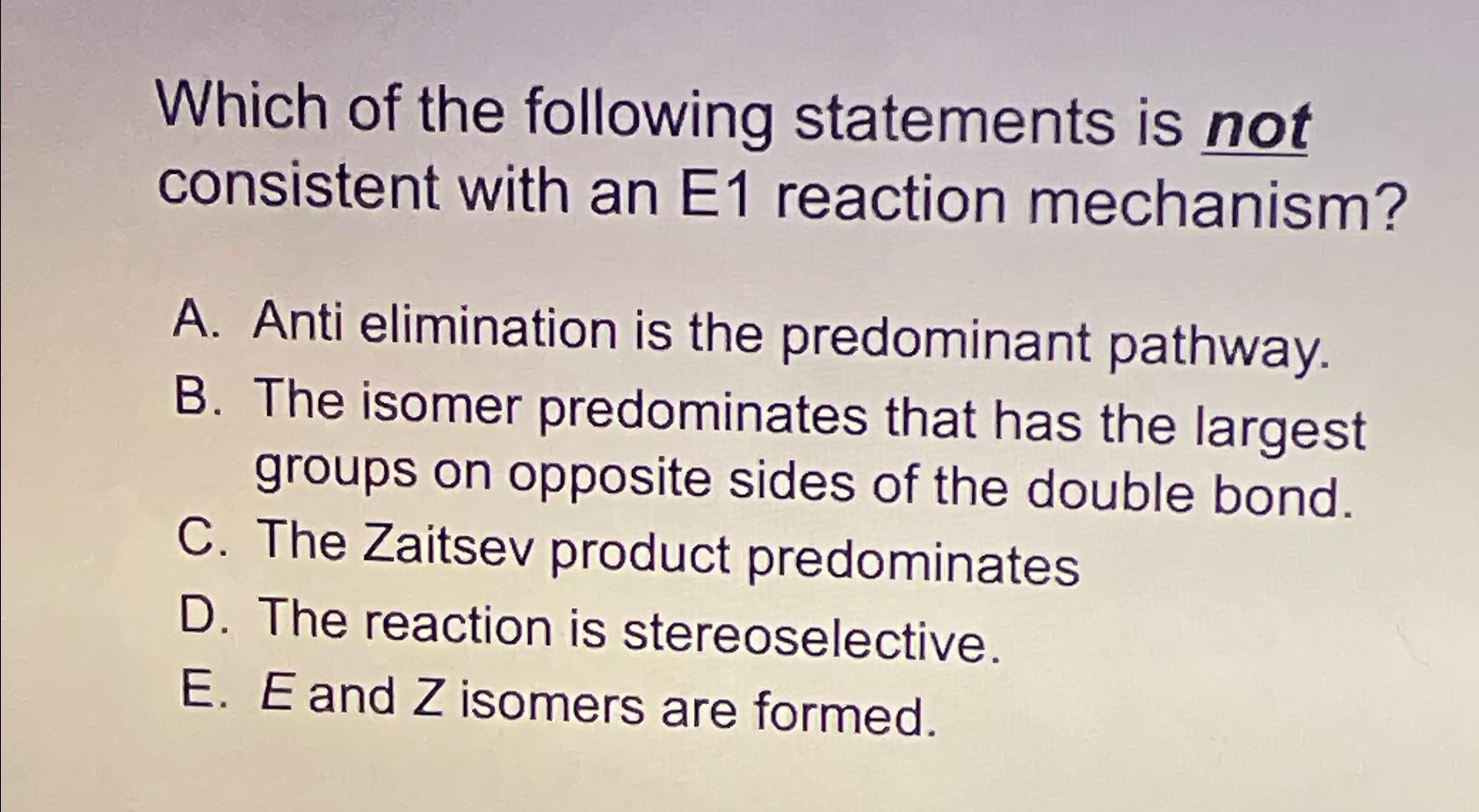 Solved Which of the following statements is not consistent | Chegg.com