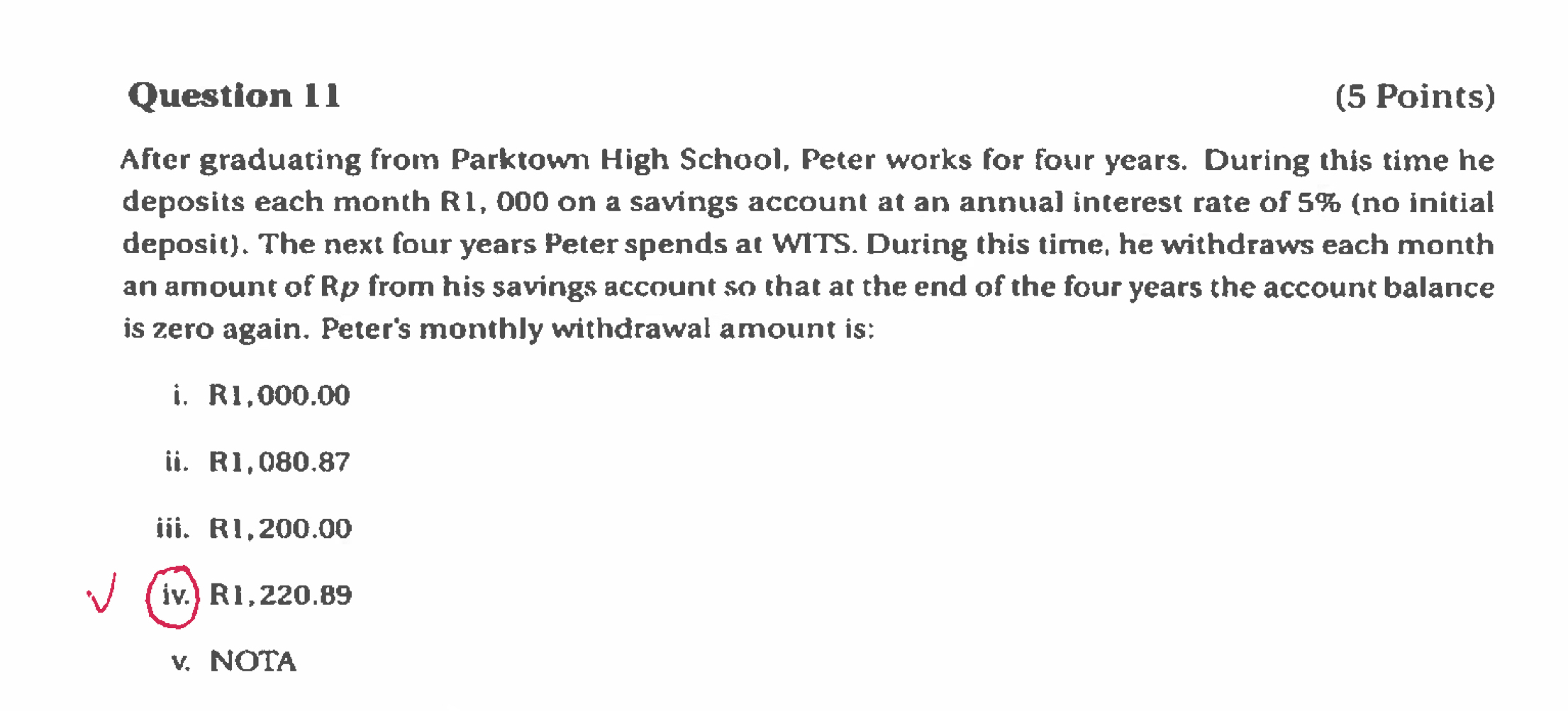 Solved Question 11(5 ﻿Points)After graduating from Parktown | Chegg.com