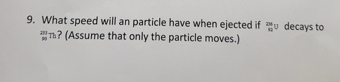Solved What speed will an particle have when ejected if | Chegg.com