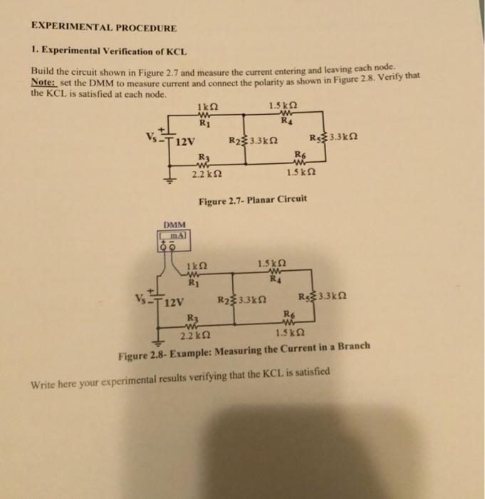 Solved EXPERIMENTAL PROCEDURE 1. Experimental Verification | Chegg.com