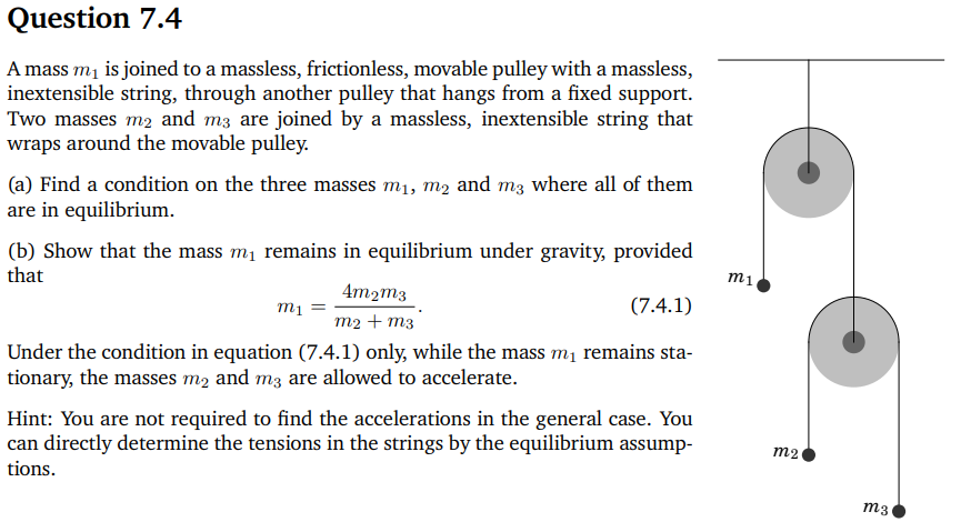 Solved Question 7.4A mass m1 ﻿is joined to a massless, | Chegg.com