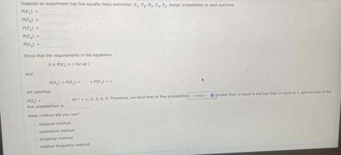Solved Suppose an experiment has five equally likely | Chegg.com