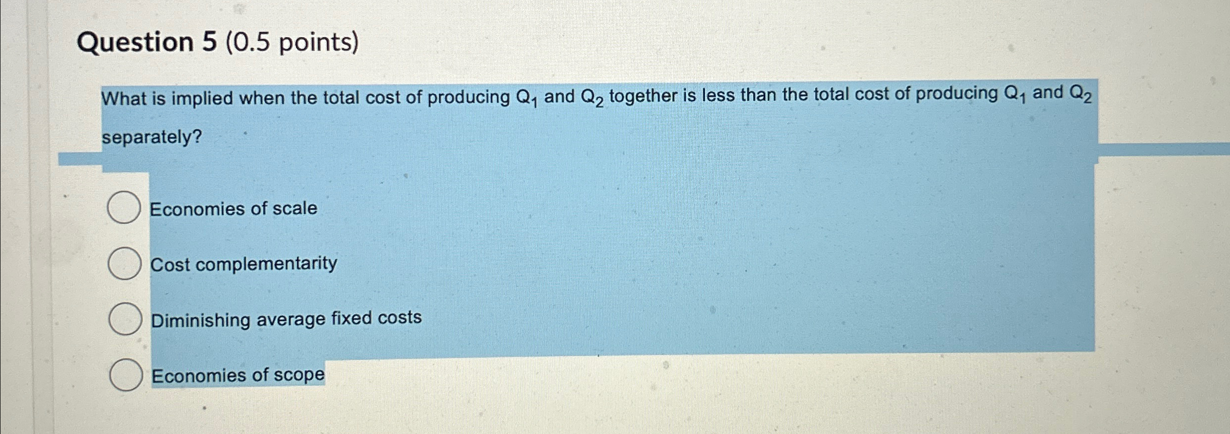 Solved Question 5 (0.5 ﻿points)What is implied when the | Chegg.com