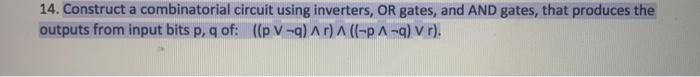 Solved 14 Construct A Combinatorial Circuit Using