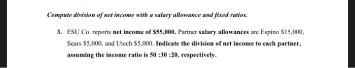Solved Compute division of net income with a salary | Chegg.com