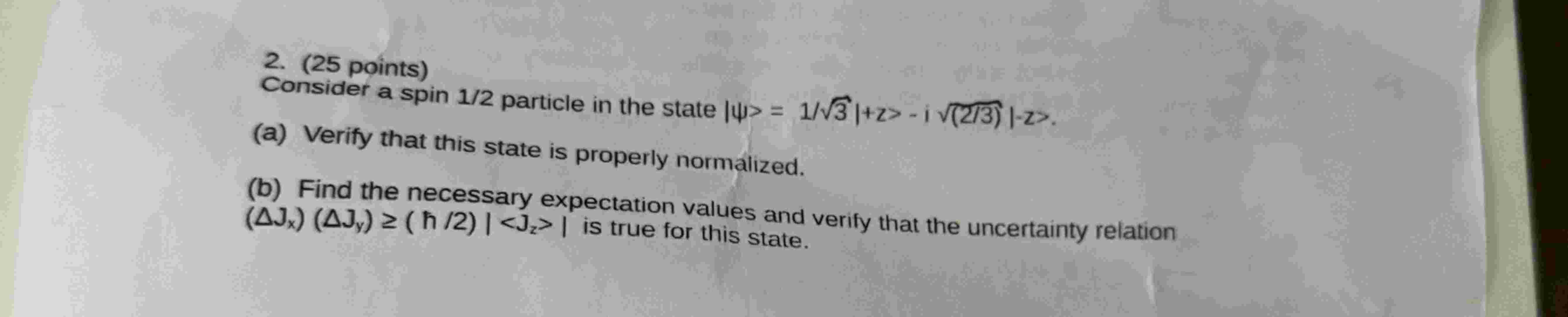 Solved (25 ﻿points)Consider a spin 12 ﻿particle in ﻿the | Chegg.com