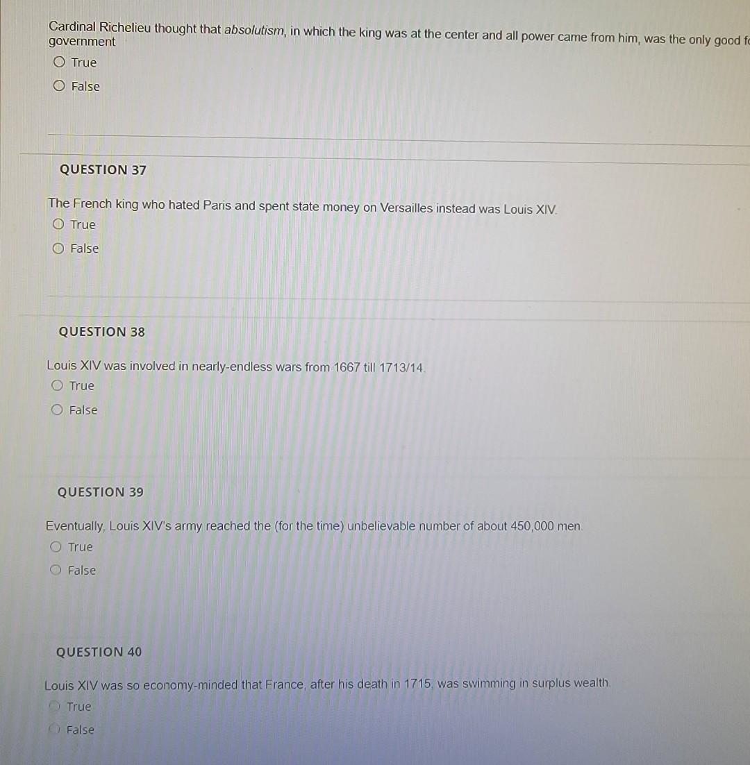 Solved Cardinal Richelieu thought that absolutism, in which | Chegg.com