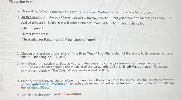 - "Nine Basic Ways to Improve Your Style in Academic | Chegg.com