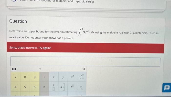 Solved Determine an upper bound for the error in estimating | Chegg.com