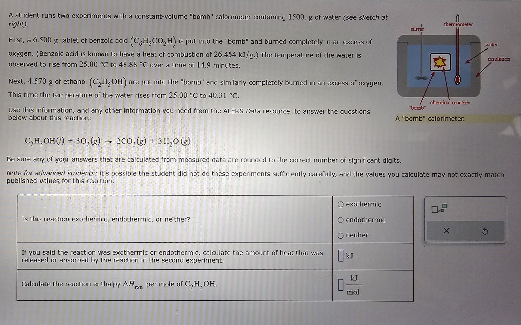 Solved A student runs two experiments with a constant-volume | Chegg.com
