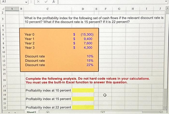 Solved the answers must be listed in the built in excel | Chegg.com
