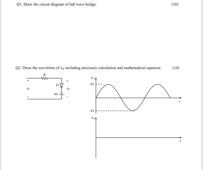 Solved Q1. Draw the circuit diagram of full wave bridge. | Chegg.com