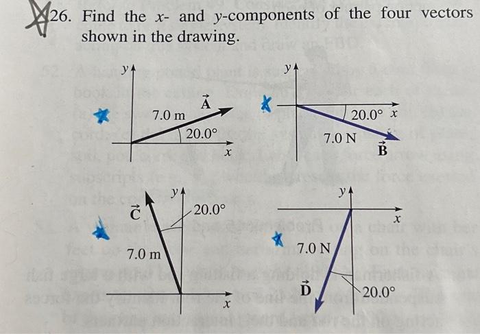 Solved Find the x and y components of the four vectors shown | Chegg.com