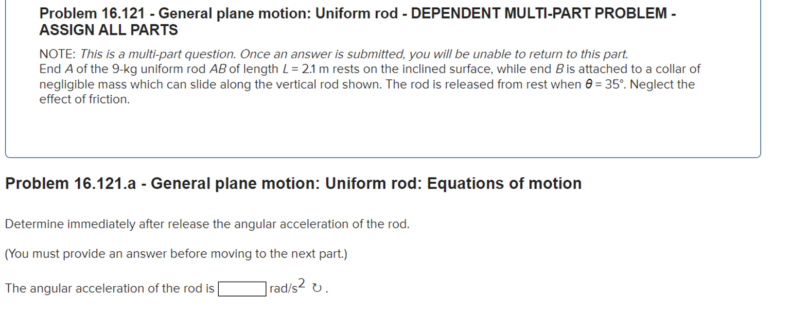 Problem 16.121.a - ﻿General plane motion: Uniform | Chegg.com