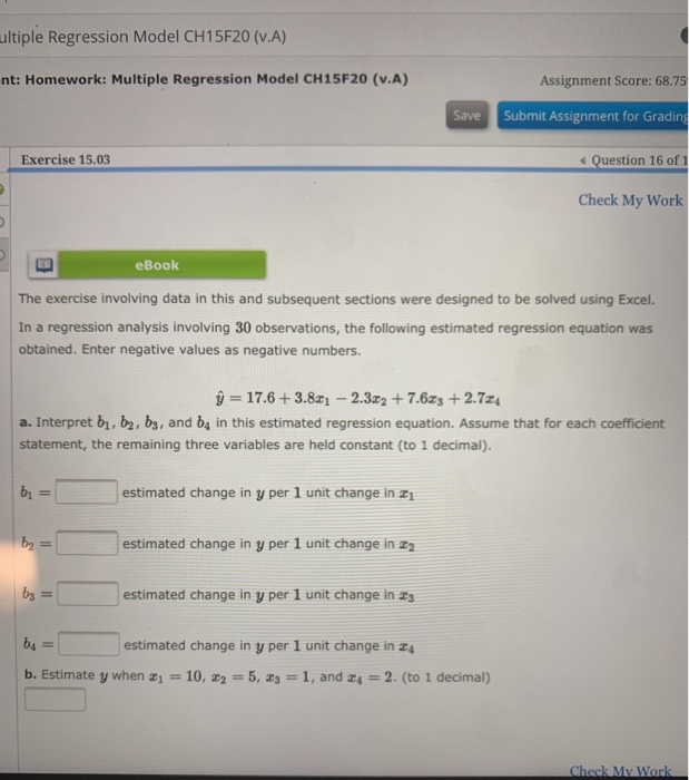 Solved ultiple Regression Model CH15F20 (v.A) nt: Homework: | Chegg.com
