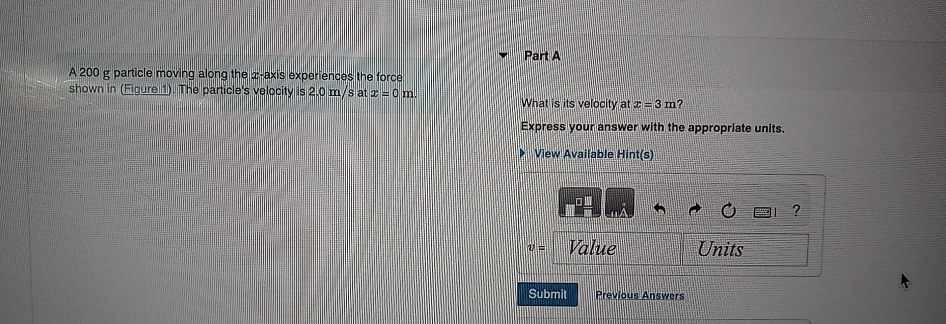 Part AA 200g ﻿particle moving along the x-axis | Chegg.com
