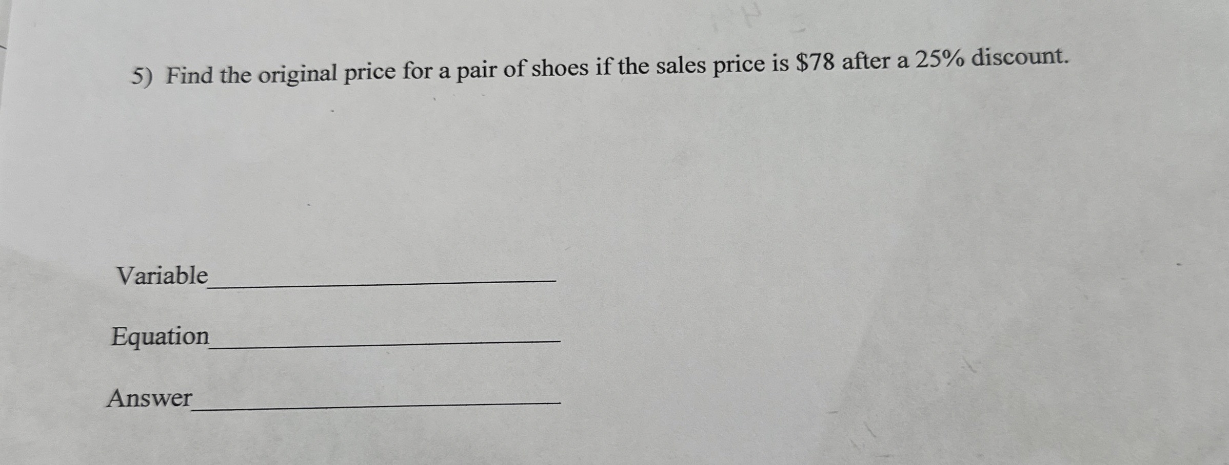 Solved Find the original price for a pair of shoes if the | Chegg.com