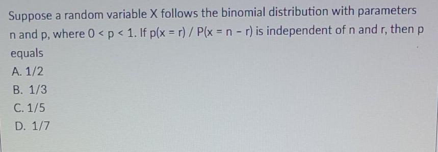 Solved r, Suppose a random variable X follows the binomial | Chegg.com