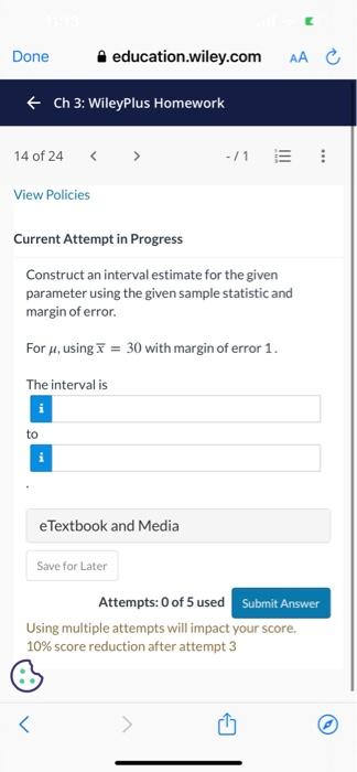 Solved Done ← Ch 3: WileyPlus Homework 14 of 24 View | Chegg.com