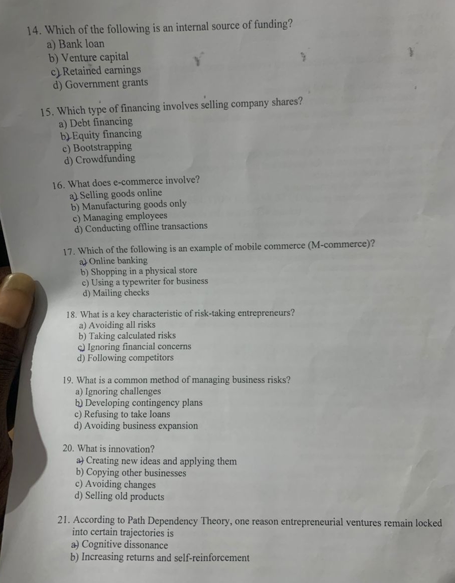 Solved Which of the following is an internal source of | Chegg.com