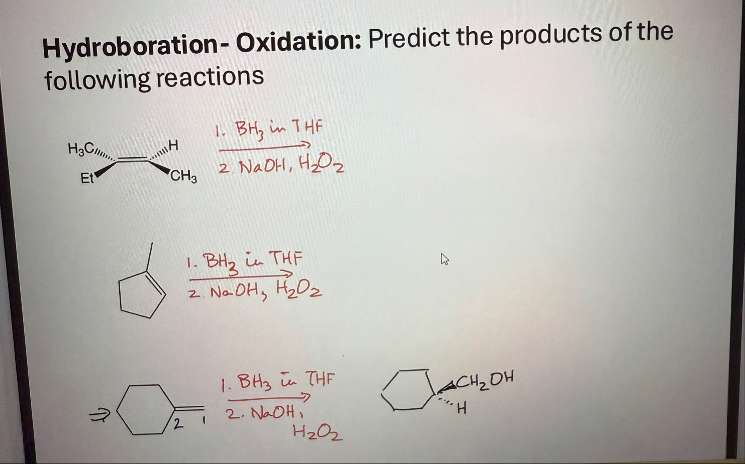 Solved Hydroboration- ﻿Oxidation: Predict the products of | Chegg.com
