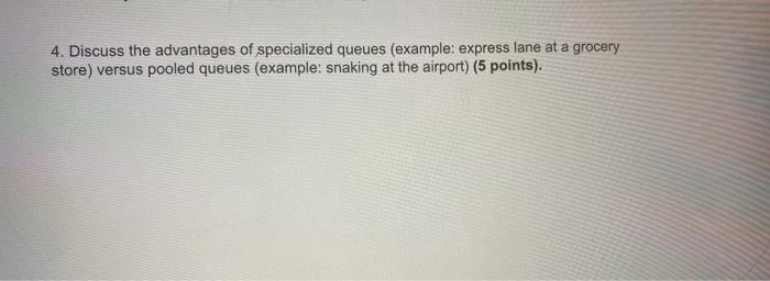 Solved 4. Discuss the advantages of specialized queues | Chegg.com