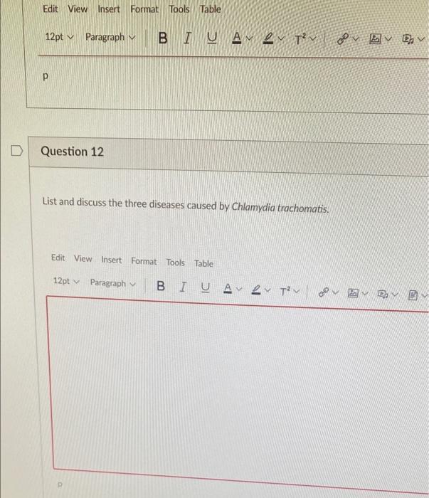 Solved Edit View Insert Format Tools Table 12pt Paragraph | Chegg.com
