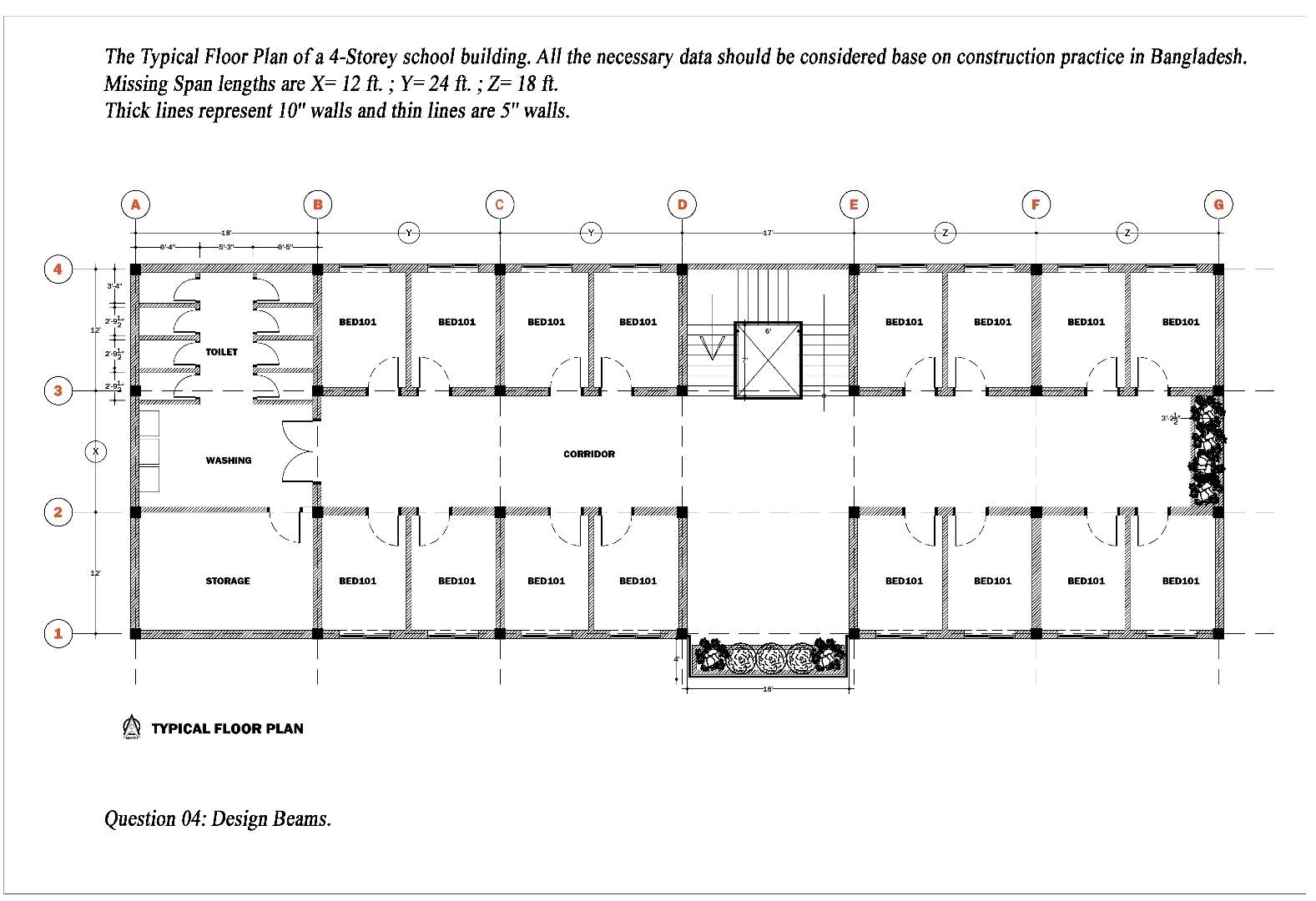 Solved The Typical Floor Plan of a 4-Storey school building. | Chegg.com