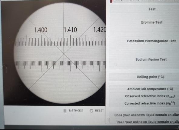 Solved 1.4001.4101.420METHODRESETMETHODS RESETTestBromine | Chegg.com