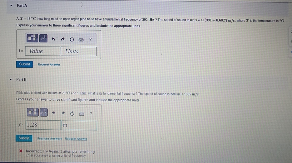 Solved Part AAt T=18°C, ﻿how long must an open organ pipe be | Chegg.com