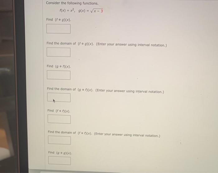 Solved Consider the following functions. f(x) = x2, g(x) = | Chegg.com