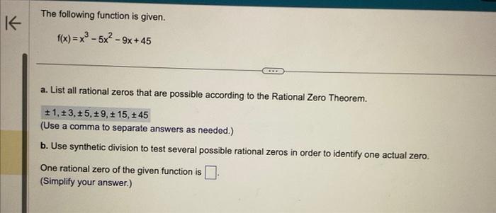 Solved The following function is given. f(x)=3x3−7x2−75x+175 | Chegg.com