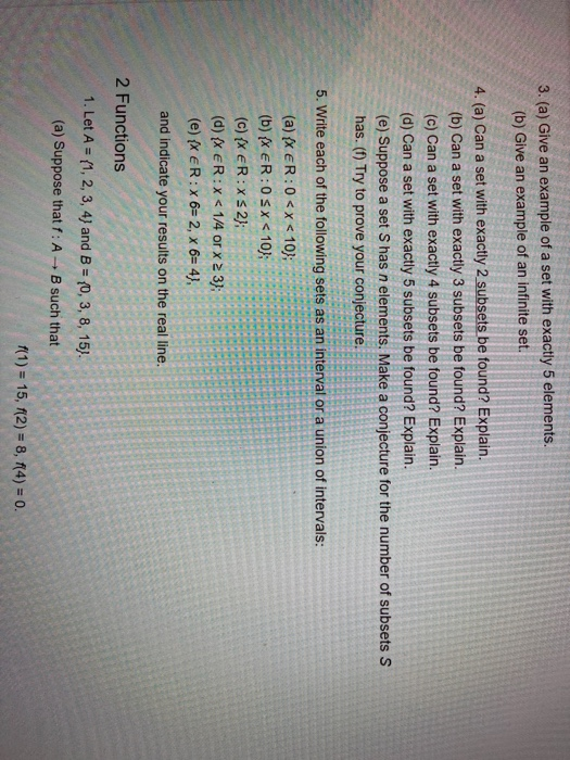 Solved 3. (a) Give an example of a set with exactly 5 | Chegg.com