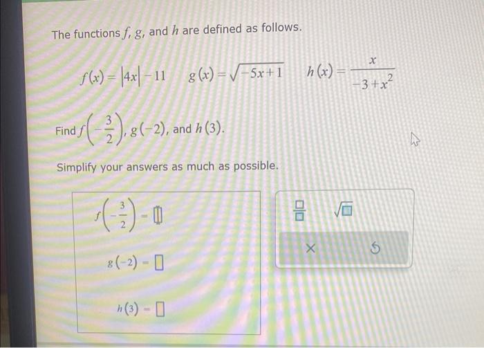 Solved The functions f,g, and h are defined as follows. | Chegg.com