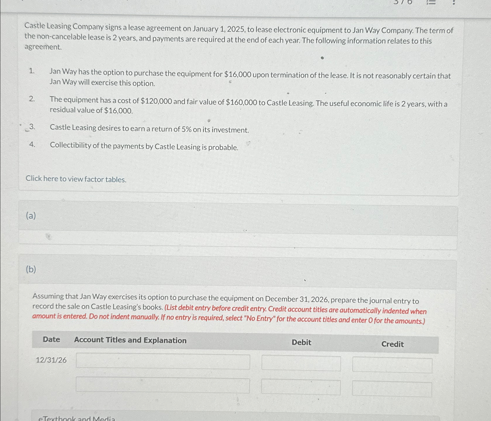 Castle Leasing Company signs a lease agreement on | Chegg.com