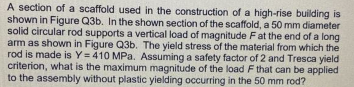 Solved A section of a scaffold used in the construction of a | Chegg.com