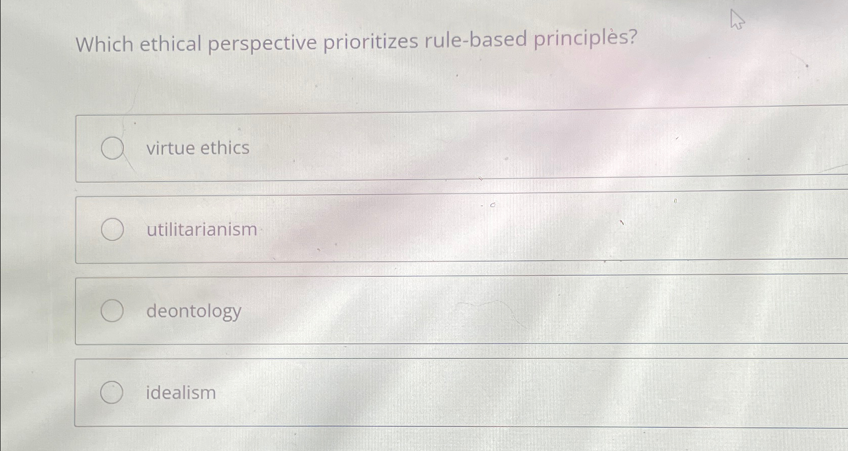 Solved Which ethical perspective prioritizes rule-based | Chegg.com