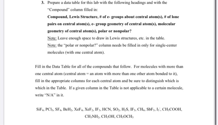 Solved 3. Prepare a data table for this lab with the | Chegg.com