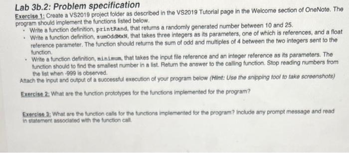 Solved Lab 3b.2: Problem specification Exercise 1: Create a | Chegg.com