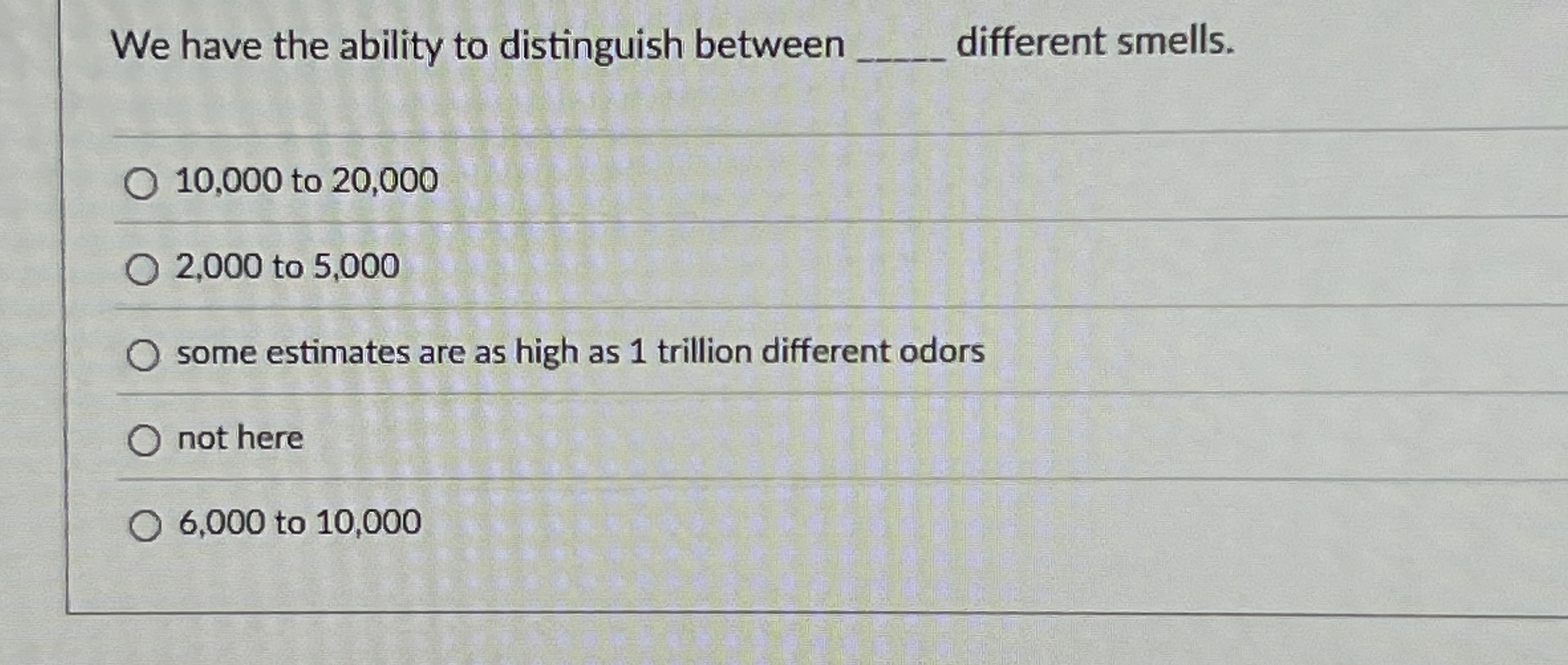 Solved We have the ability to distinguish between | Chegg.com