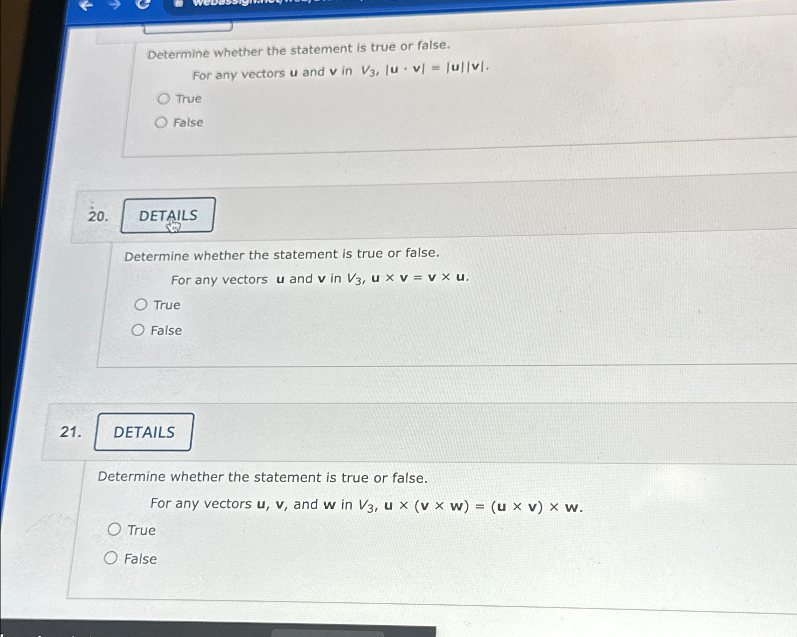 Solved Determine whether the statement is true or false.For | Chegg.com