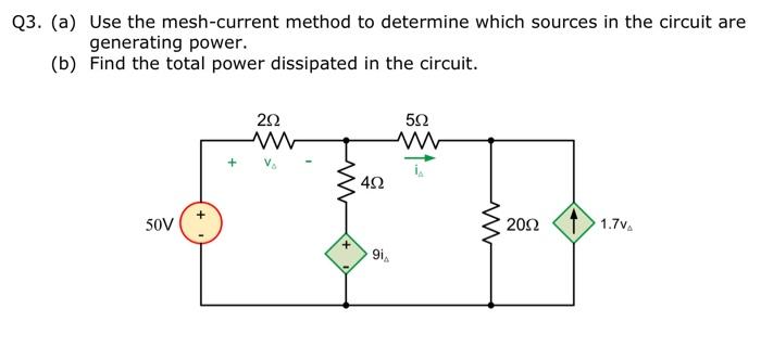 Solved Q3. (a) Use the mesh-current method to determine | Chegg.com