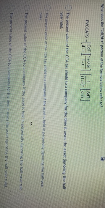 Solved What does the "CdT/d+r" portion of the formula below | Chegg.com