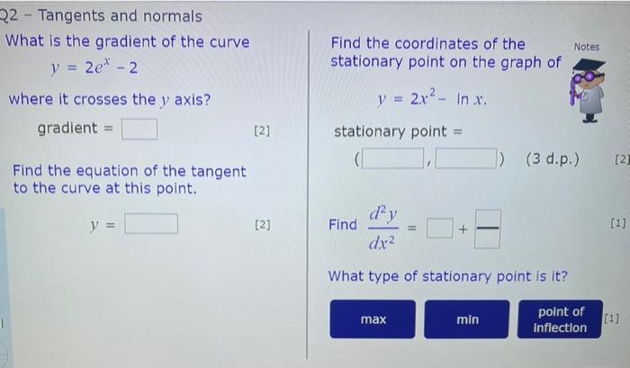 Solved Notes Find the coordinates of the stationary point on | Chegg.com